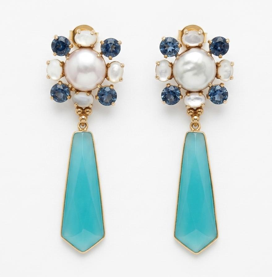 Pearl & Blue earrings luxe – Rodolfo Lugo